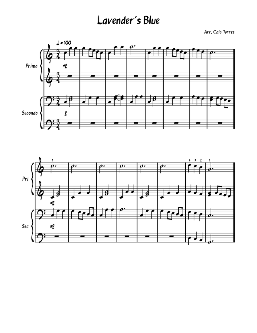 Lavender's Blue Sheet music for Piano (Piano Duo) | Musescore.com