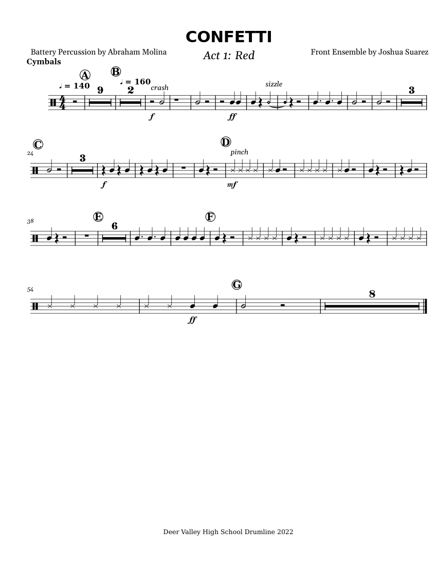 CONFETTI cymbals Sheet music for Crash (Solo) | Musescore.com