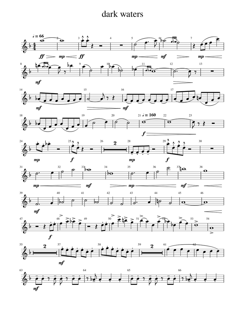 dark waters Sheet Music for Flute (Solo) | MuseScore.com