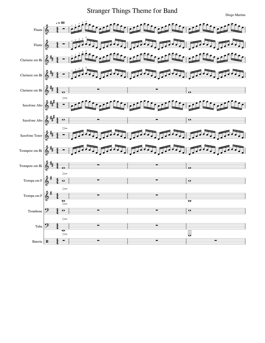 Stranger_Things_Theme_for_Band Sheet music for Trombone, Tuba, Flute ...