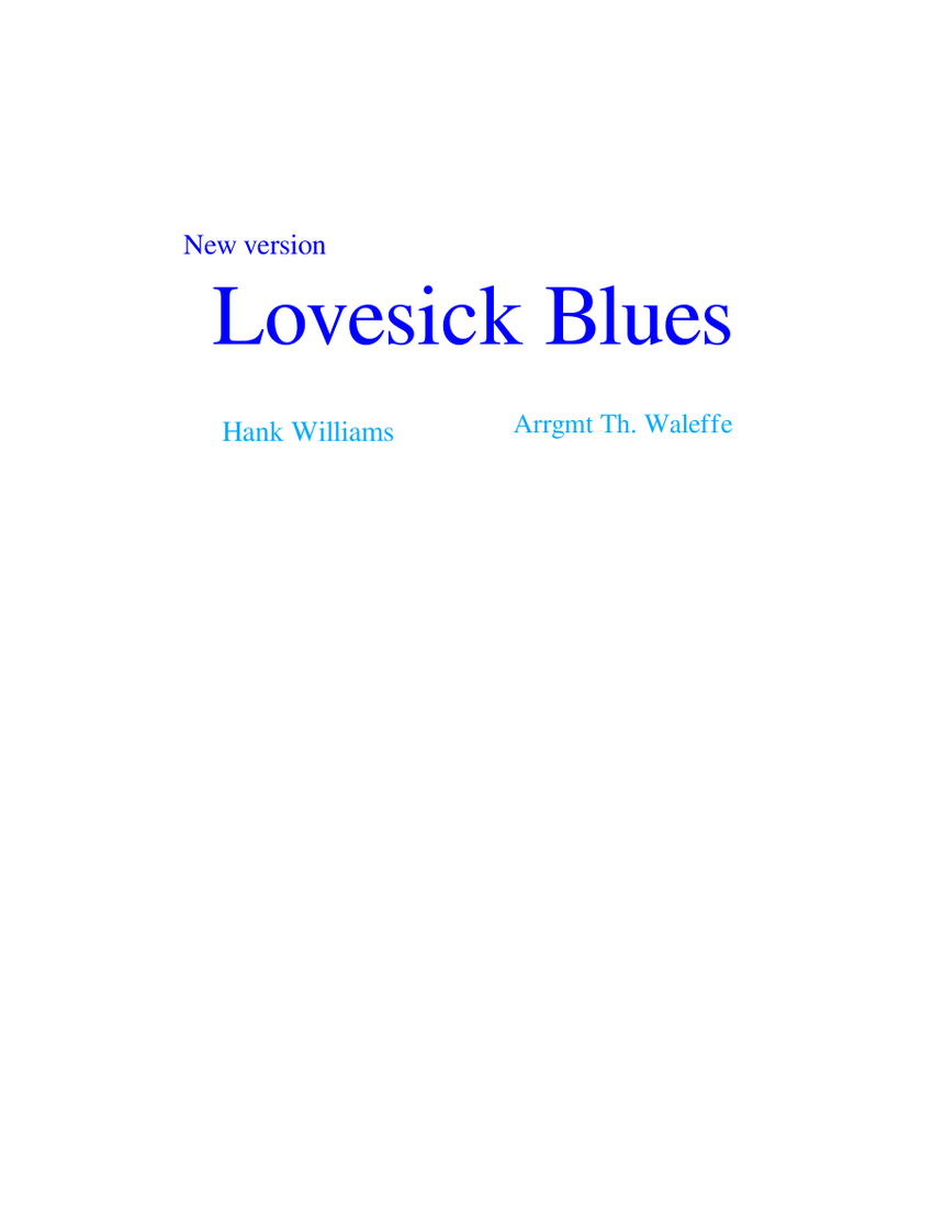 Lovesick Blues - Hank Williams Sheet Music for Piano, Trombone ...