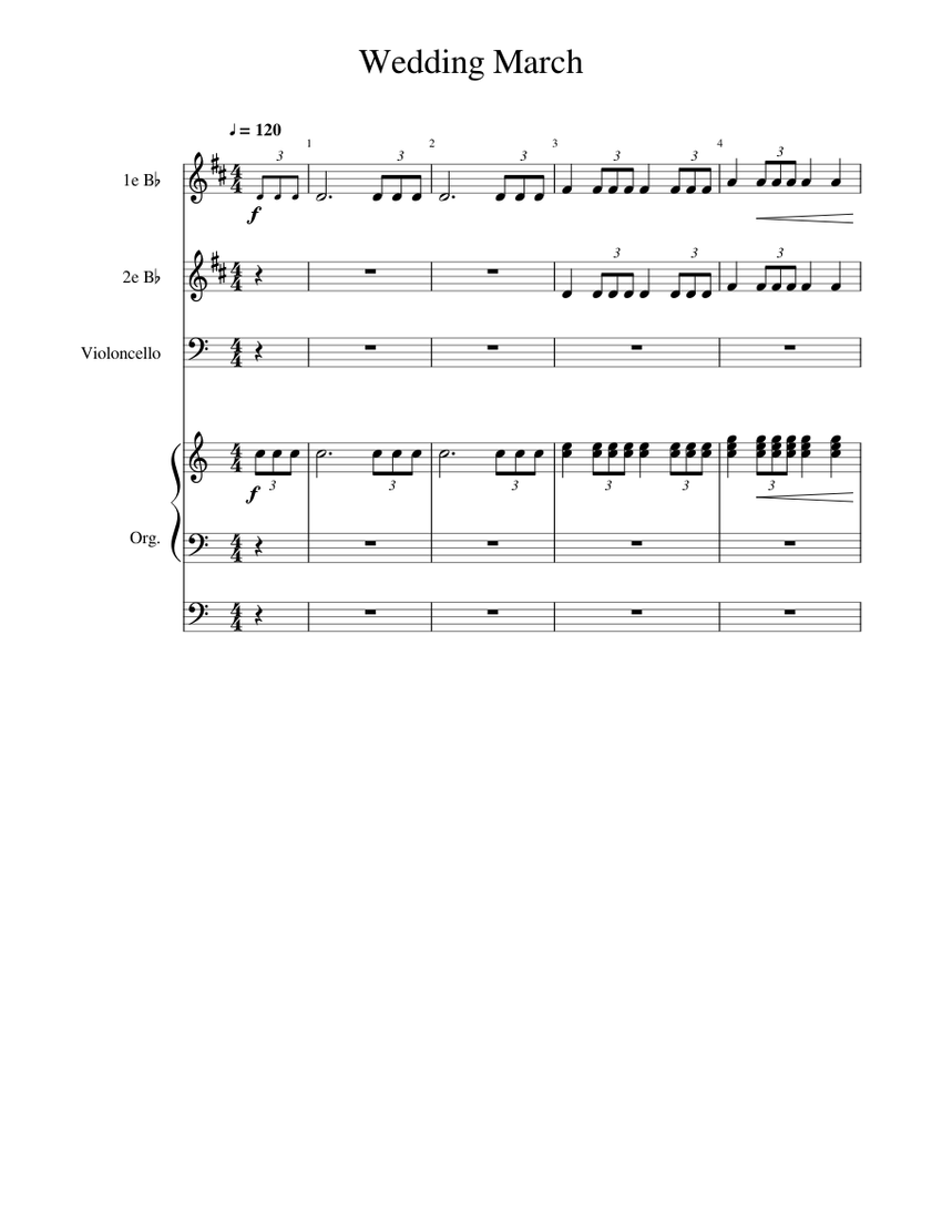 Wedding March Mendelssohn Full Score Sheet Music for Organ, Trumpet in ...