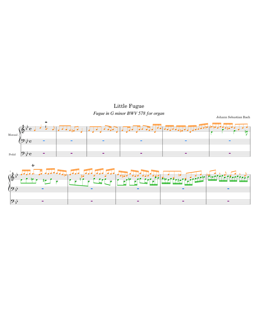 Bach - Little Fugue in G minor BWV 578 Sheet music for Organ (Solo ...