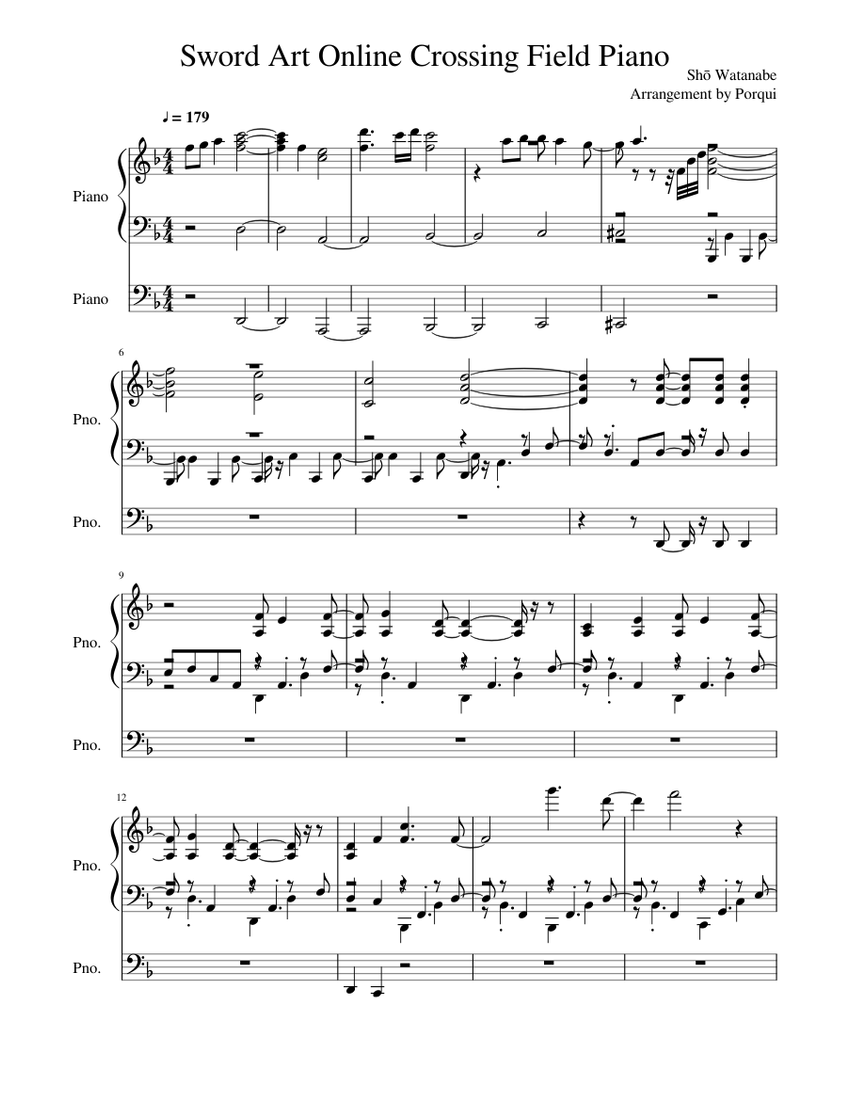Sword Art Online Crossing Field Piano - piano tutorial