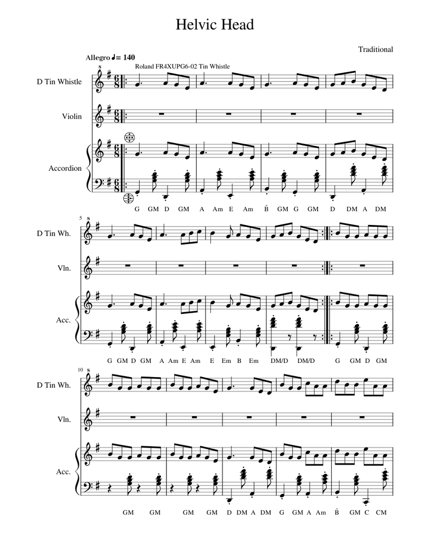 Helvic Head Sheet music for Accordion, Violin, Flute other (Mixed Trio ...
