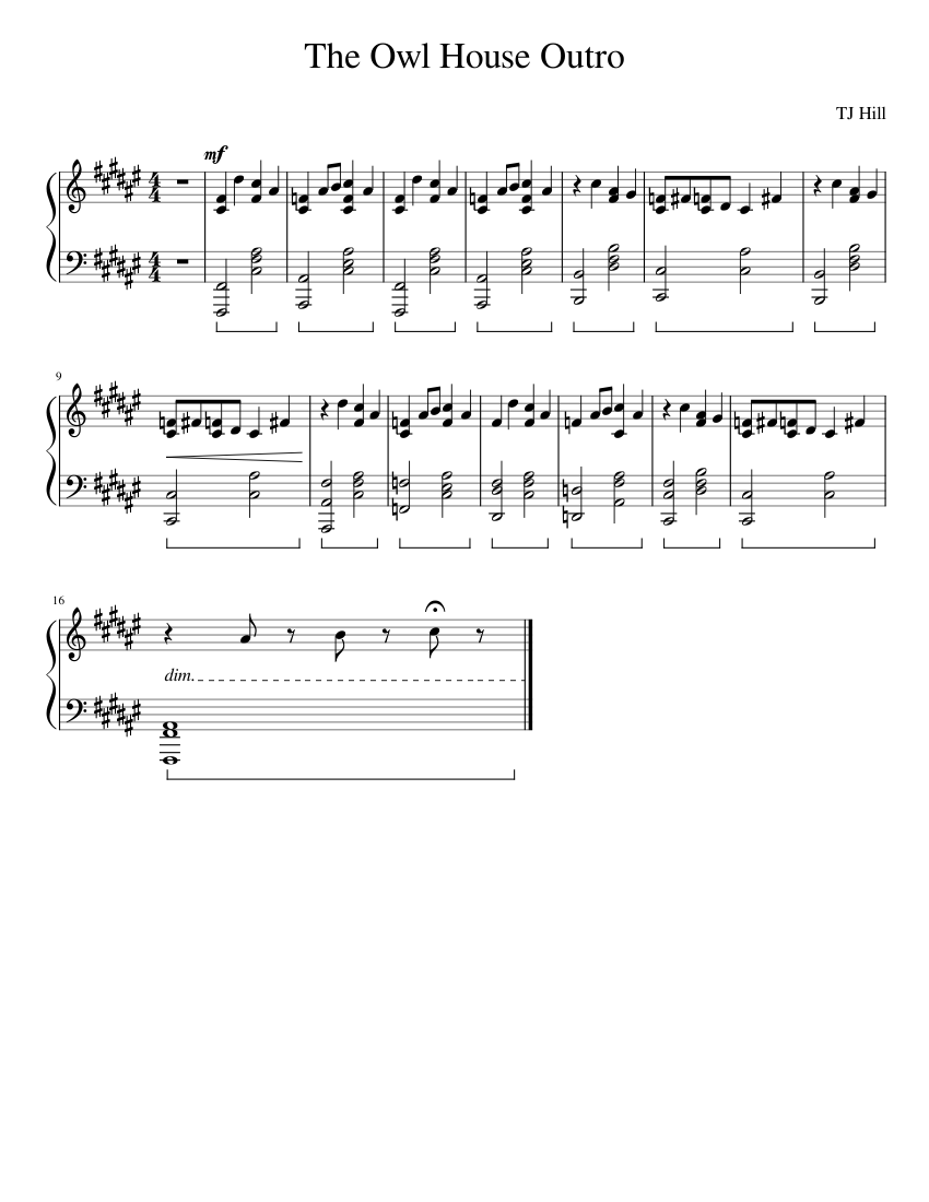 The Owl House Outro Sheet Music for Piano (Solo) easy | MuseScore.com