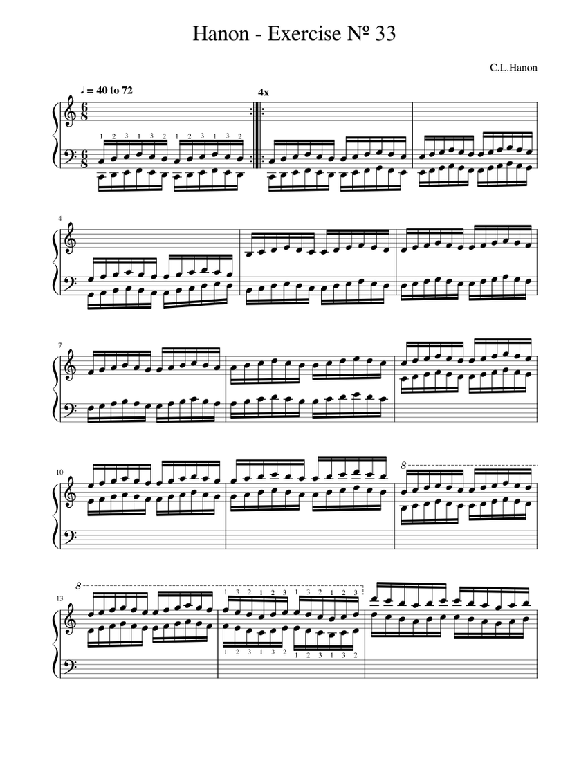Hanon - Exercise Nº 33 Sheet music for Piano (Solo) | Musescore.com