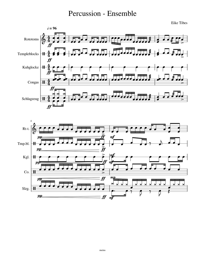 Percussion Ensemble Sheet music for Drum group, Conga, Percussion bells ...