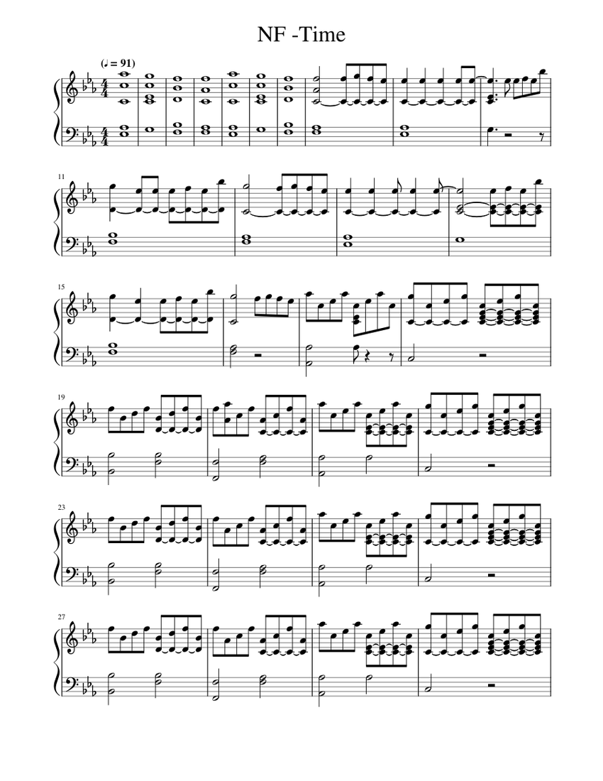 NF-Time Sheet Music for Piano (Solo) easy | MuseScore.com