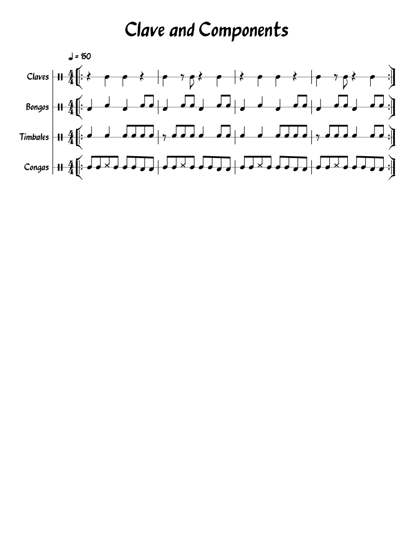 Clave and Components Sheet music for Bongo, Claves, Conga, Timbale ...