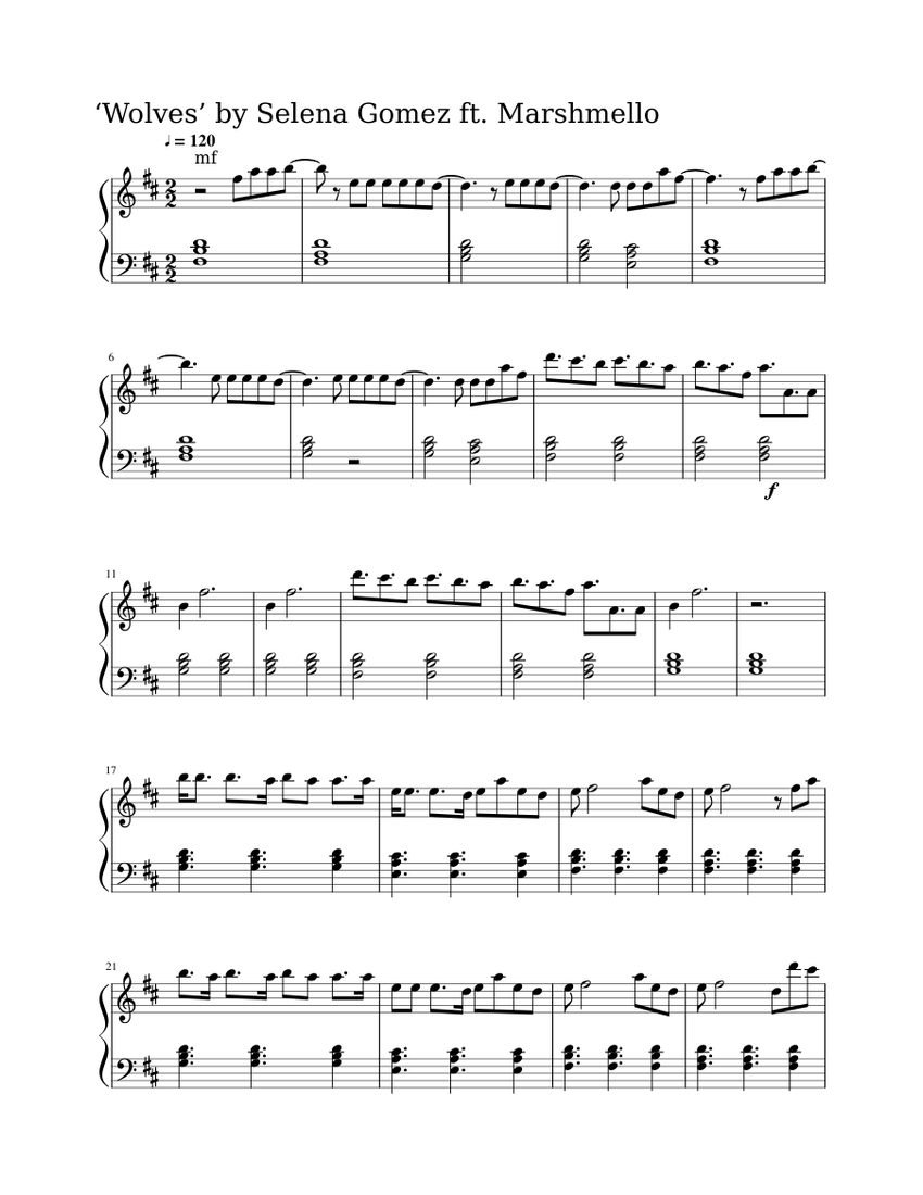Selena Gomez- Wolves Sheet Music for Drum group (Solo) | MuseScore.com