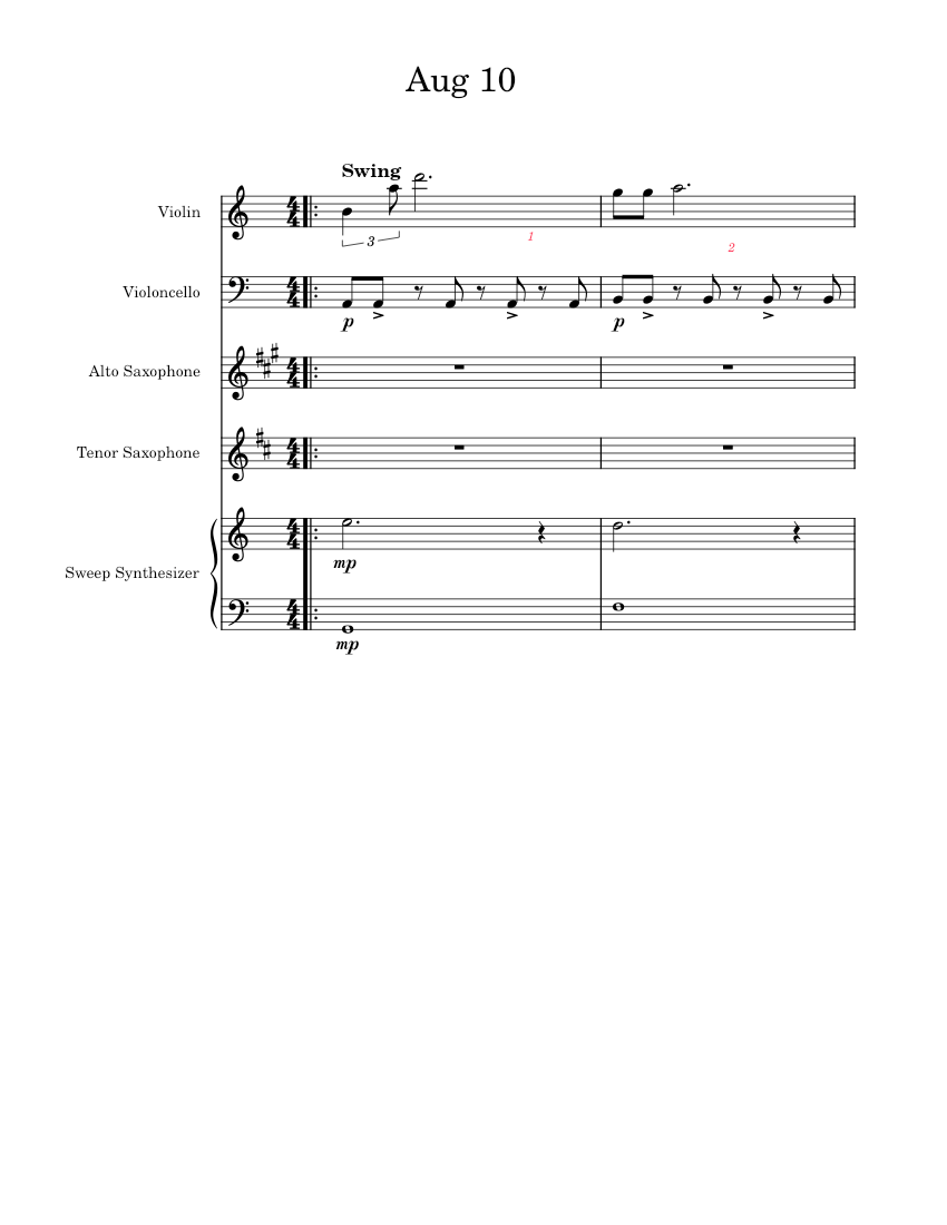 Aug_10-Borchers Sheet Music for Saxophone alto, Saxophone tenor, Violin ...