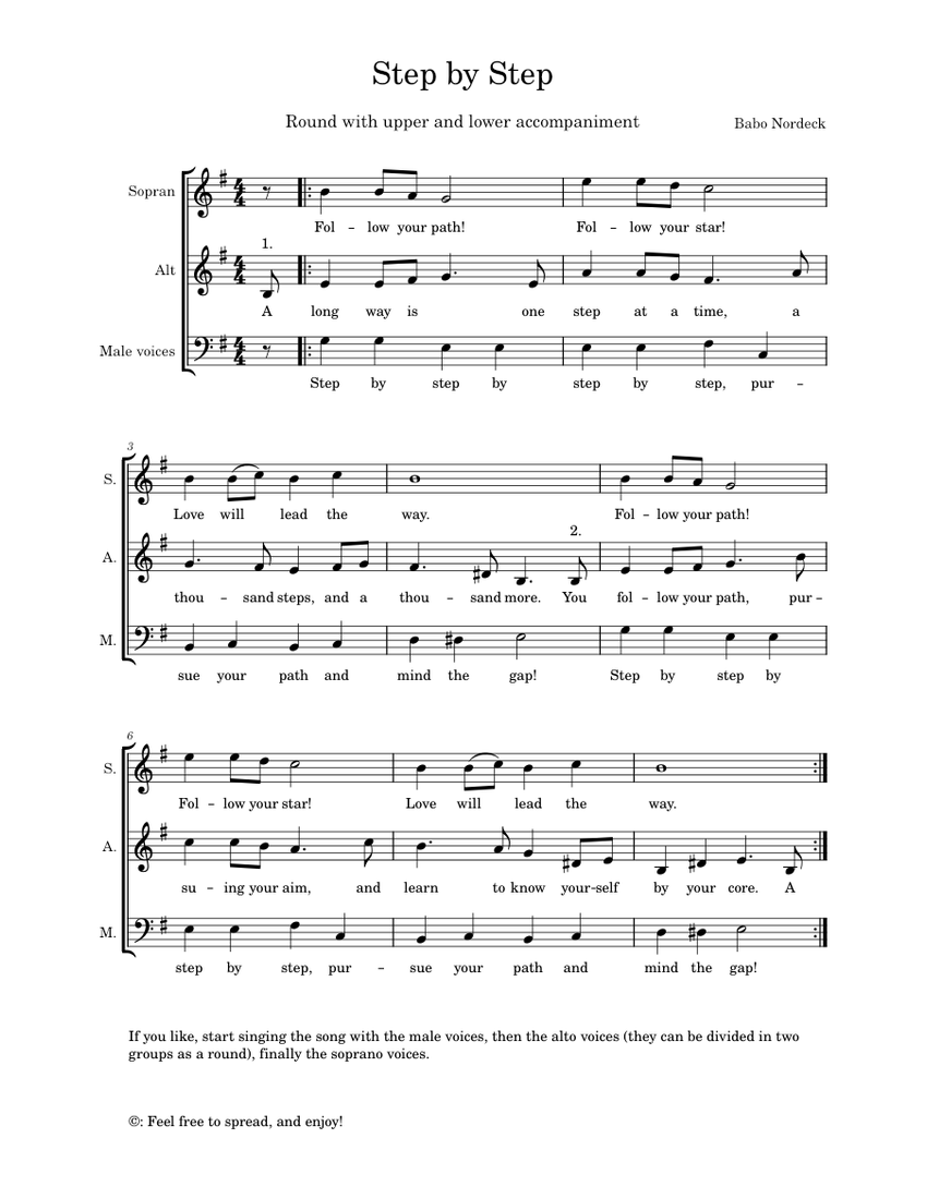 Step by Step Sheet music for Soprano, Alto, Male (SATB) | Musescore.com