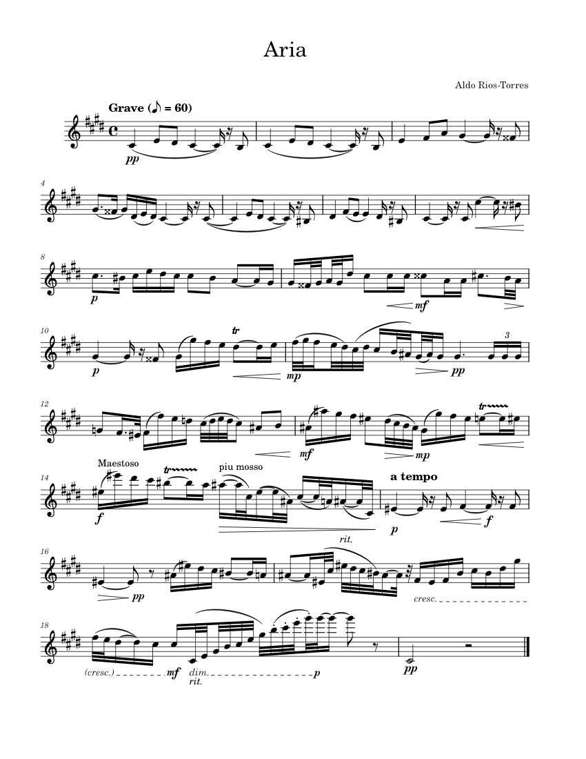 Aria Sheet music for Flute (Solo) | Musescore.com