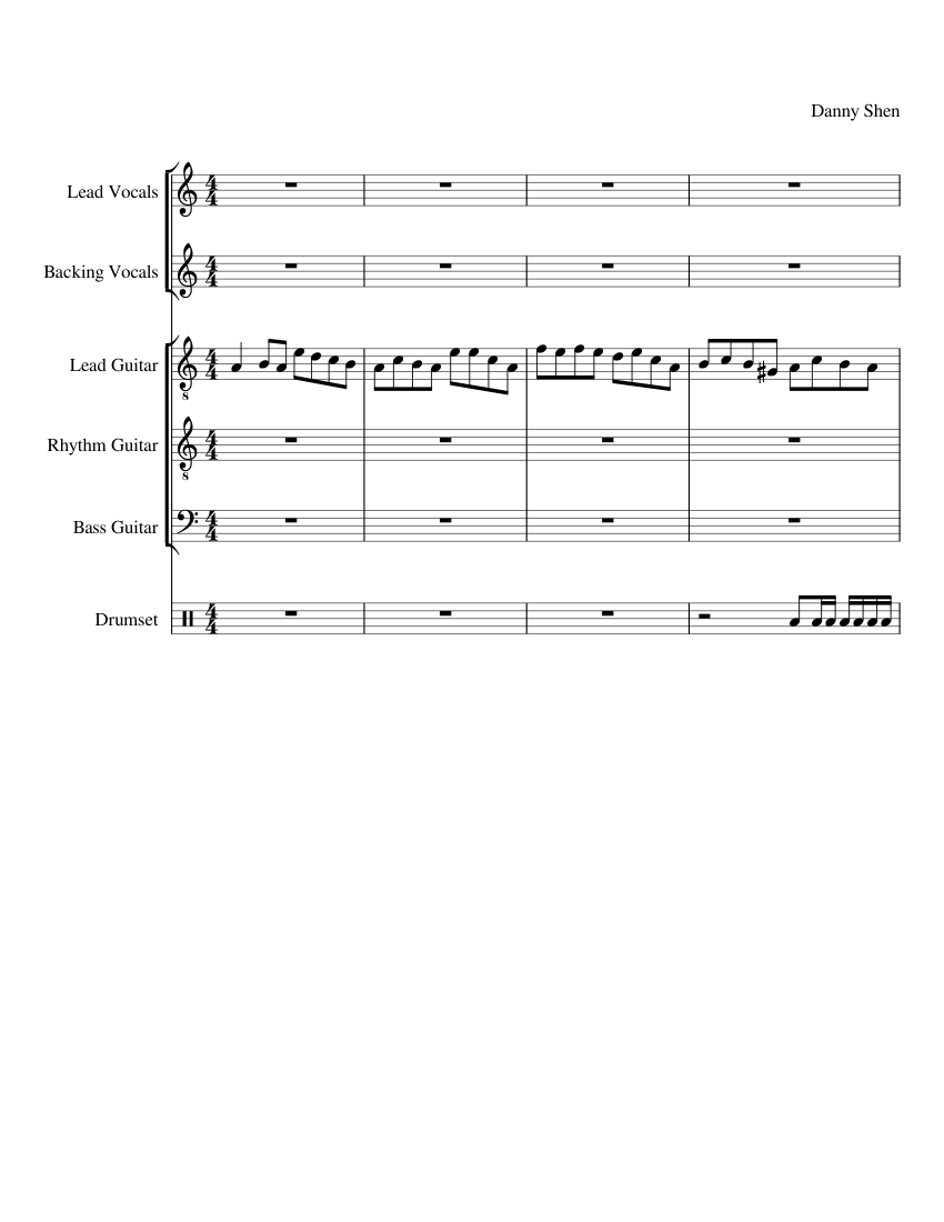 Dark World Sheet music for Vocals, Guitar, Bass guitar, Drum group ...