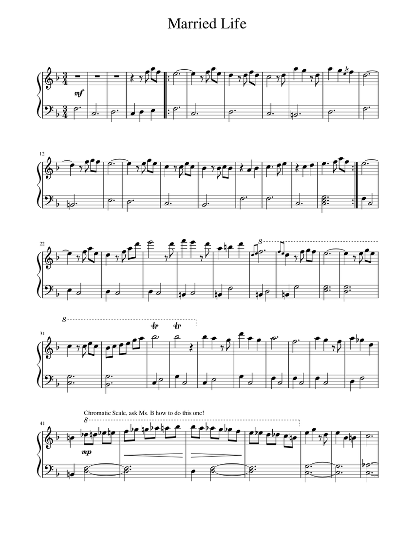 Married Life – Michael Giacchino Married Life Simplified Sheet music ...