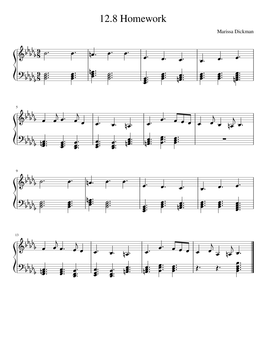 12 8 Sheet Music for Piano (Solo) easy | MuseScore.com