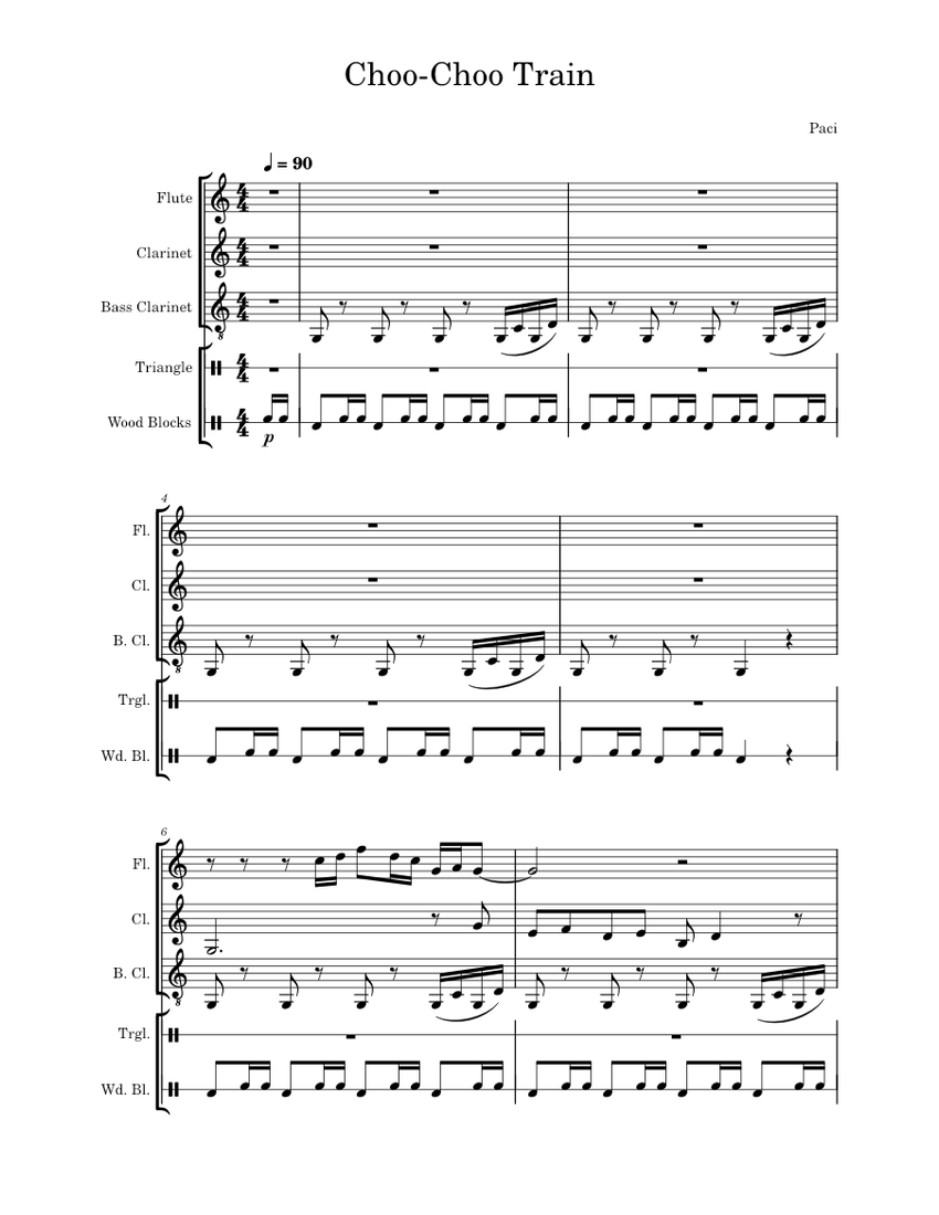 Choo-Choo Train - kazoopipes Sheet music for Flute, Clarinet bass ...