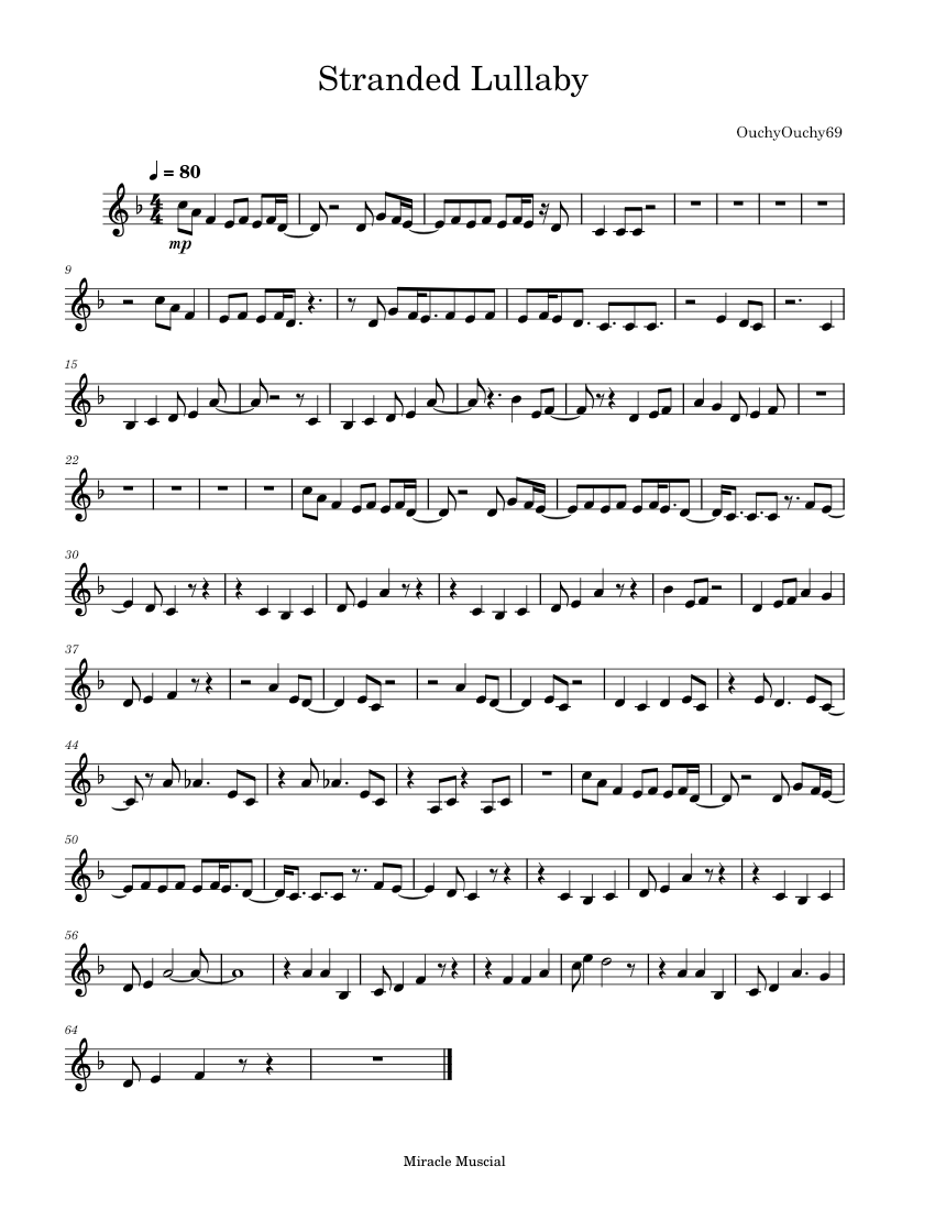 Stranded lullaby – Miracle Musical (ミラクルミュージカル) Stranded Lullaby Sheet Music for Saxophone tenor ...