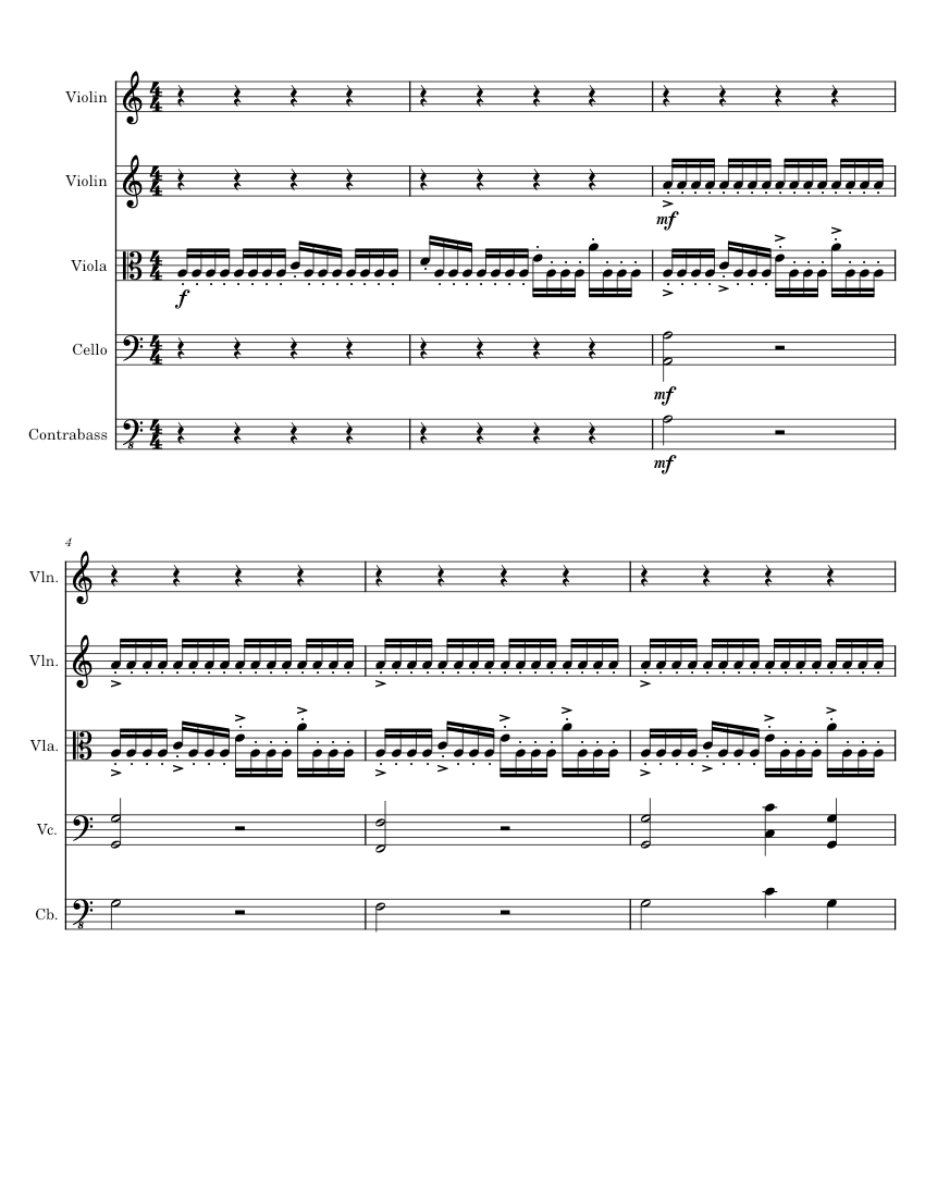 Build Up to Nothing Sheet music for Contrabass, Violin, Viola, Cello (String Quintet ...