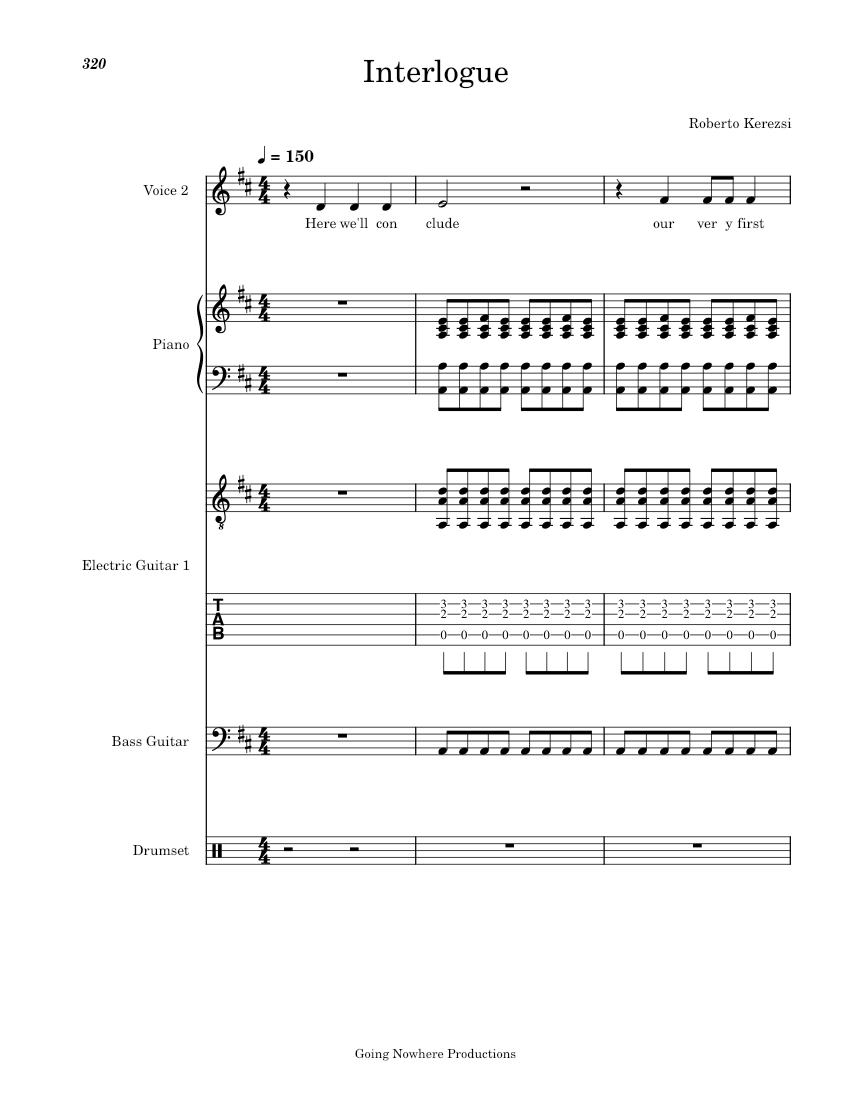 Interlogue Sheet music for Piano, Vocals, Guitar, Bass guitar & more ...