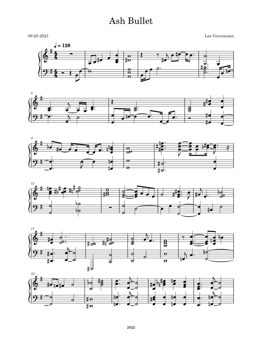 Ash Bullet Sheet music for Piano (Solo) | Musescore.com