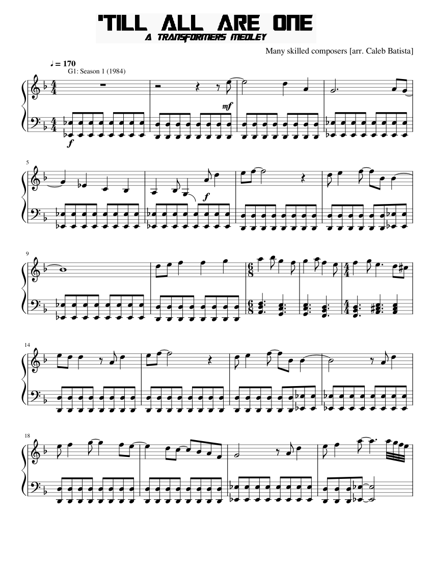 'Till All Are One - Caleb Batista (WIP) Sheet Music for Piano (Solo ...