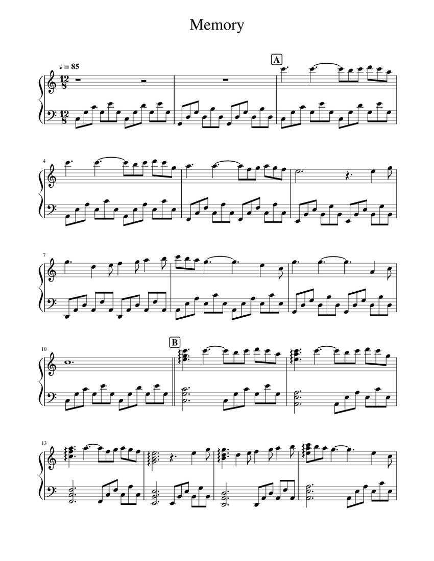 Memory Sheet Music for Piano (Solo) Easy | MuseScore.com