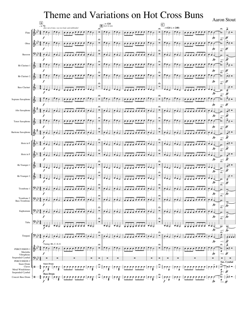 Theme and Variations on "Hot Cross Buns" Sheet Music for Trombone ...