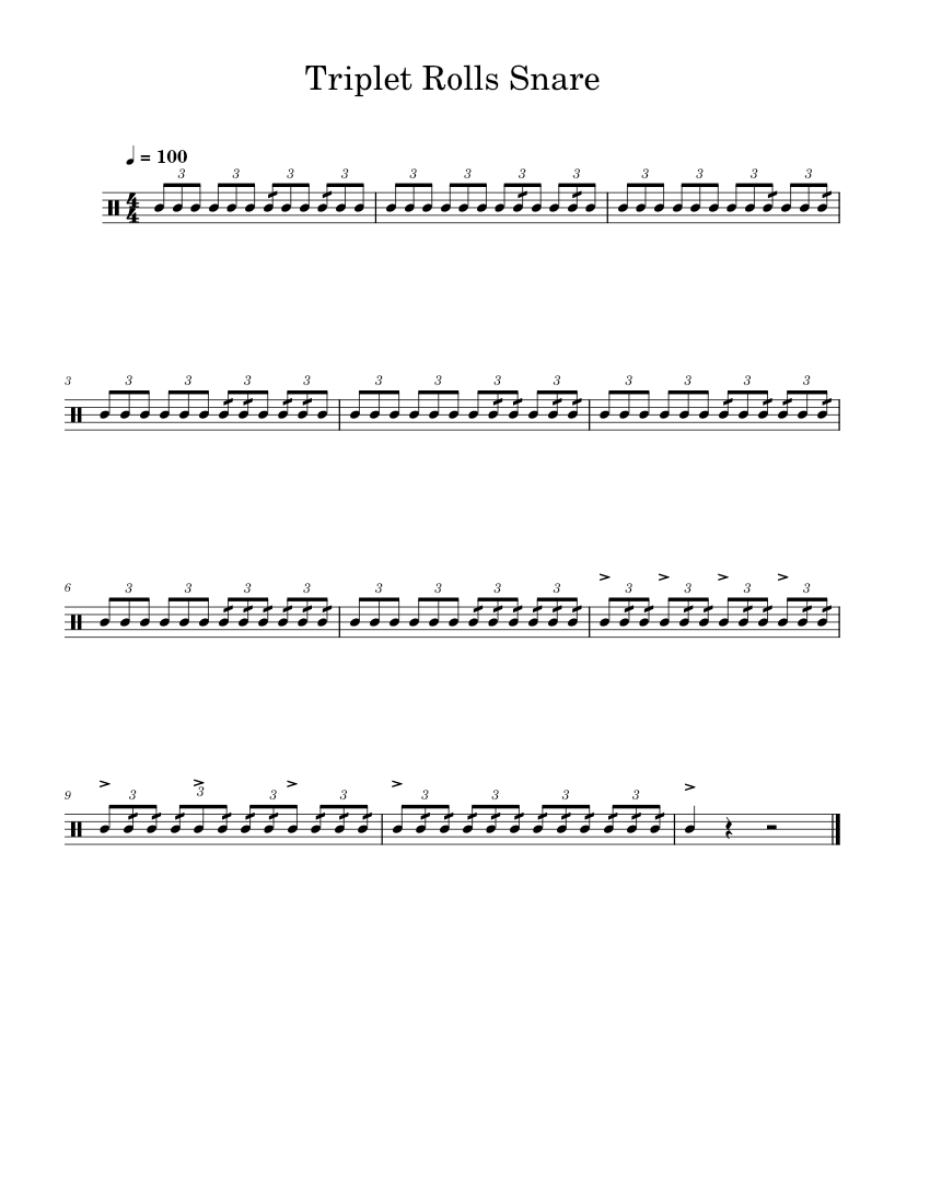 Triplet Rolls Snare Sheet music for Snare drum (Solo) | Musescore.com