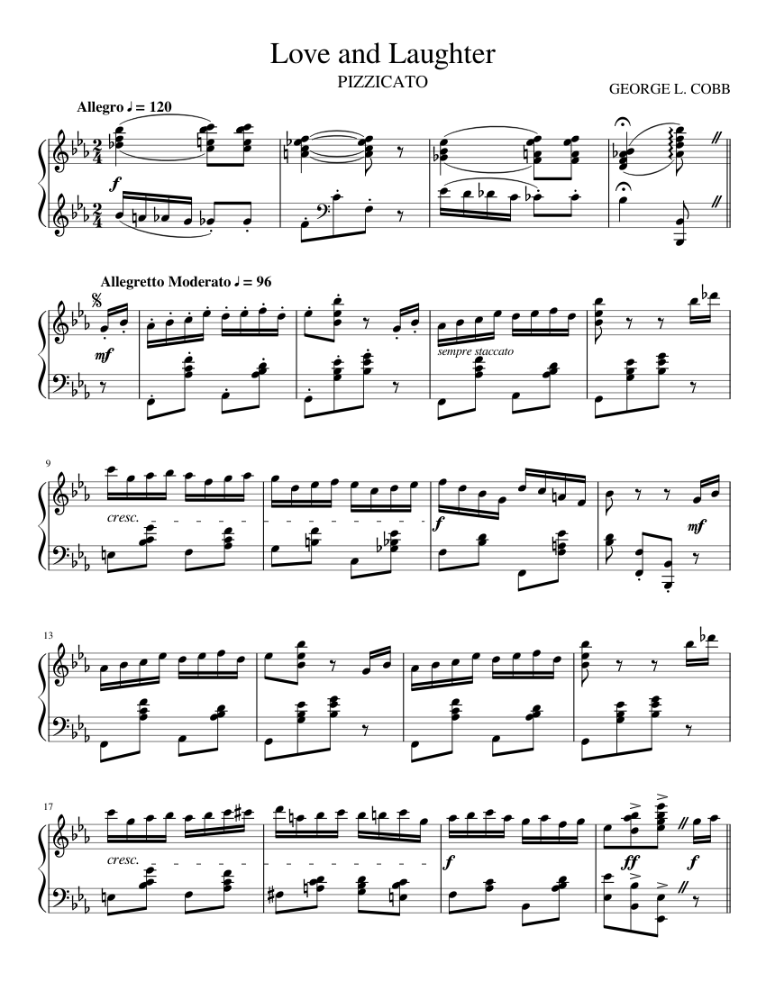 Love and Laughter (1922) Sheet music for Piano (Solo) | Musescore.com