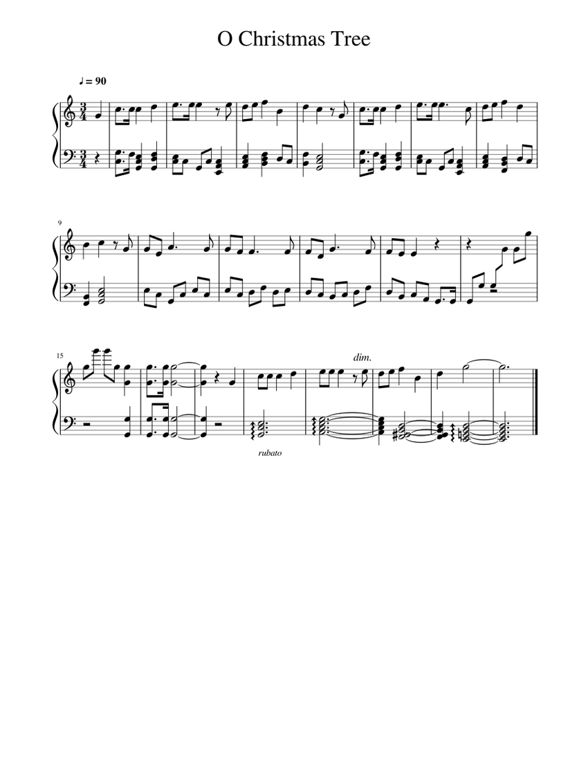 O Christmas Tree Sheet Music for Piano (Solo) Easy | MuseScore.com
