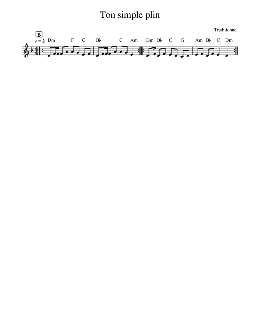 Traditional music - Ton simple plin - piano tutorial