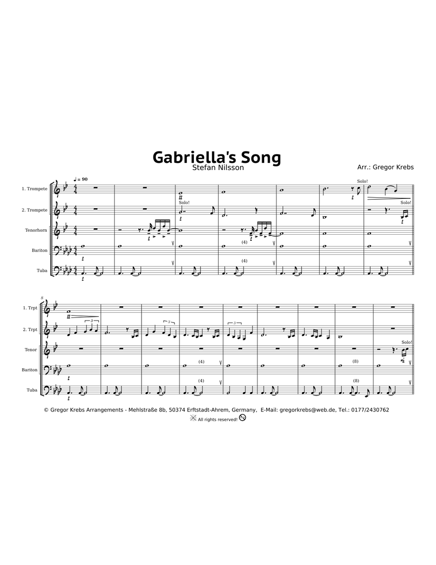Gabriella's Song - Stefan Nilsson Sheet music for Tuba, Trumpet in b ...