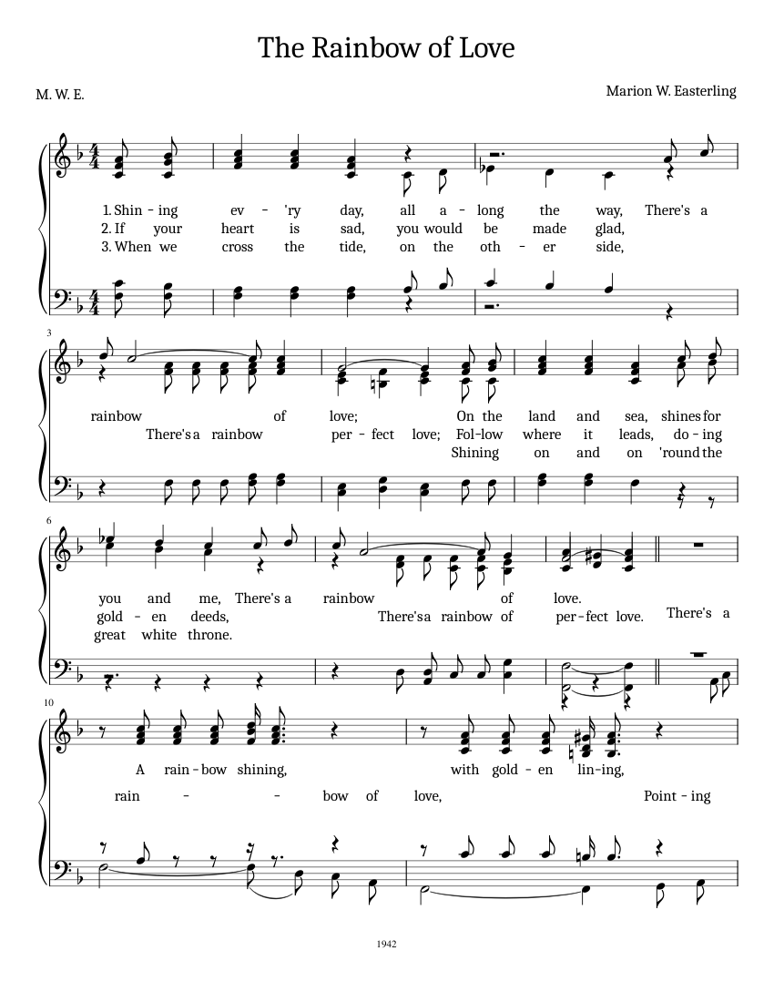 Rainbow of love – Marion W. Easterling Sheet music for Piano (A Capella ...