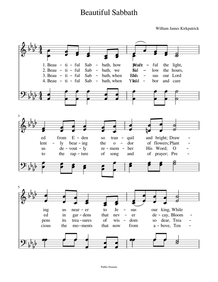 Beautiful Sabbath, how peaceful the light - William James Kirkpatrick ...