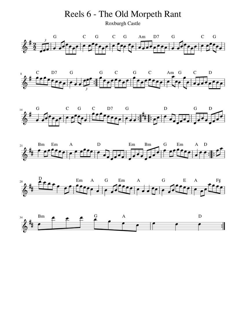 Reels 6 - The Old Morpeth Rant* Sheet music for Piano (Solo) Easy ...
