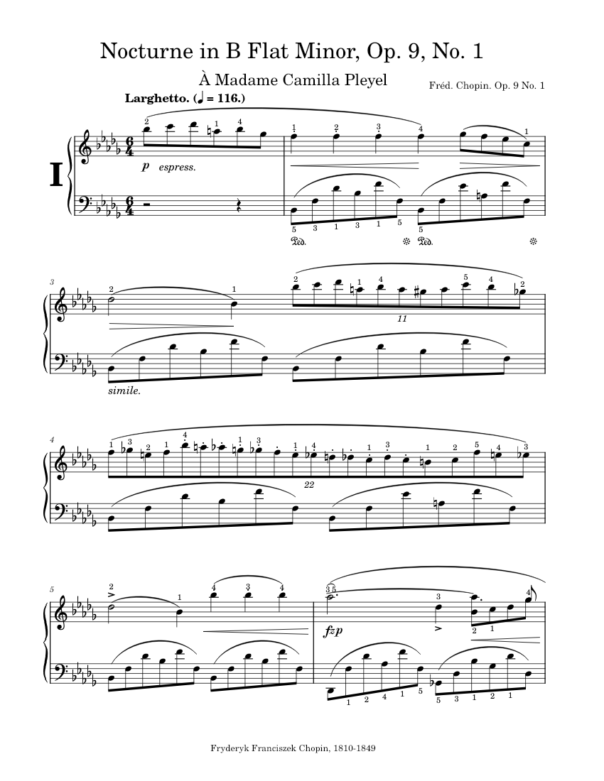 Nocturne in B Flat Minor, Op. 9, No. 1 - Frédéric François Chopin Sheet ...