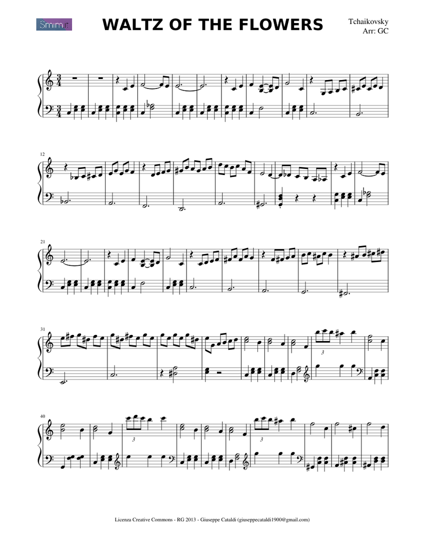 Waltz of the Flowers (Tchaikovsky) Sheet Music for Piano (Solo) easy ...