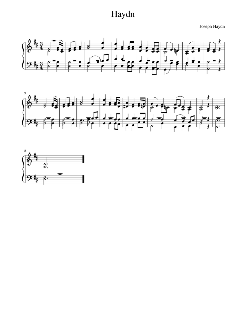 Haydn - Joseph Haydn Sheet Music for Piano (Solo) Easy | MuseScore.com