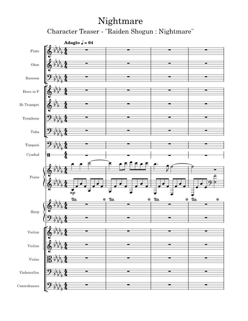 Nightmare - Raiden Shogun Character Teaser [Genshin Impact] Sheet music ...