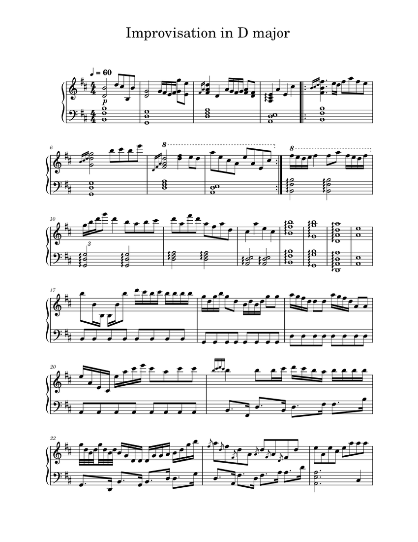 Improvisation in D major Sheet music for Piano (Solo) | Musescore.com