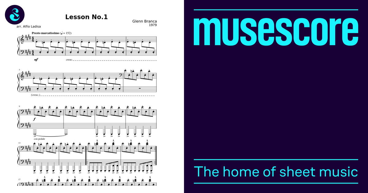 Lesson No.1 – Glenn Branca Sheet Music for Piano (Solo) | MuseScore.com