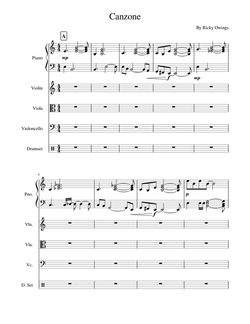 Canzone Sheet music for Piano, Violin, Viola, Cello & more instruments ...