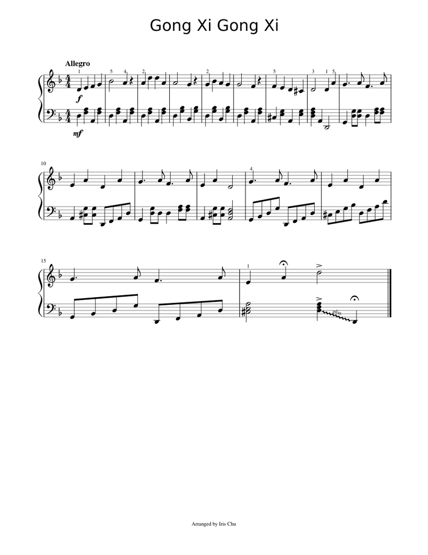 Gong Xi Gong Xi (Grade3above) Sheet music for Piano (Solo) Easy ...