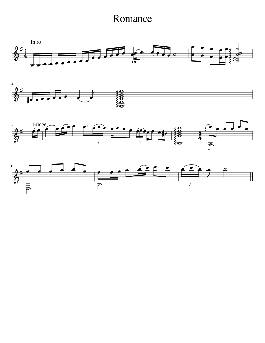 Romance Intro & Bridge Sheet music for Piano (Solo) | Musescore.com