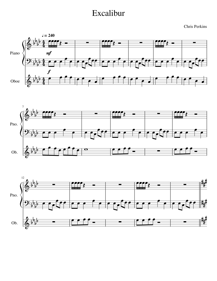 Excalibur Sheet music for Piano, Oboe (Solo) | Musescore.com