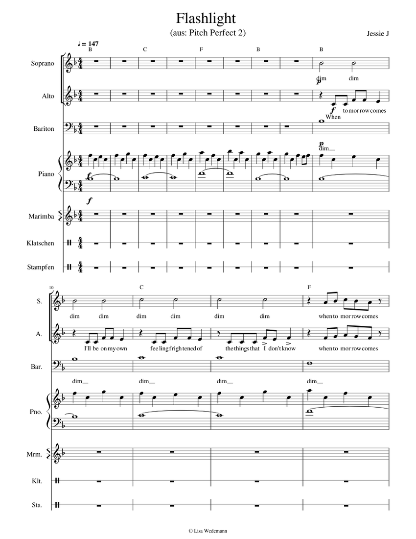 Flashlight Sheet Music for Piano, Soprano, Alto, Baritone & more ...