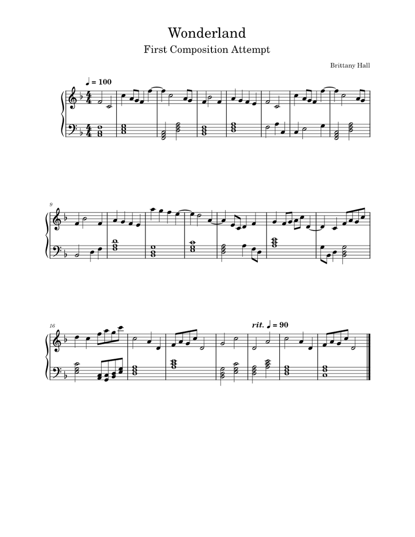 Wonderland Sheet music for Piano (Solo) Easy | Musescore.com