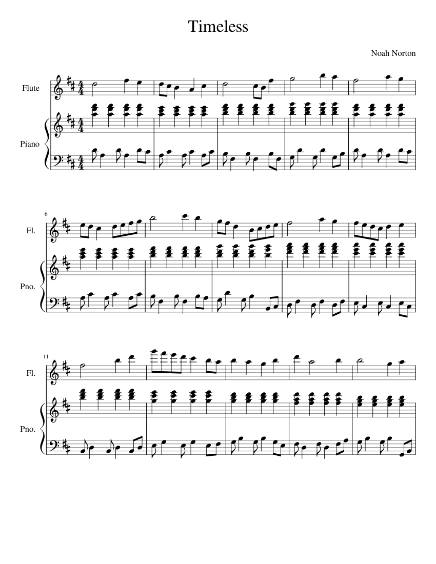 Timeless Sheet music for Piano, Flute (Solo) | Musescore.com